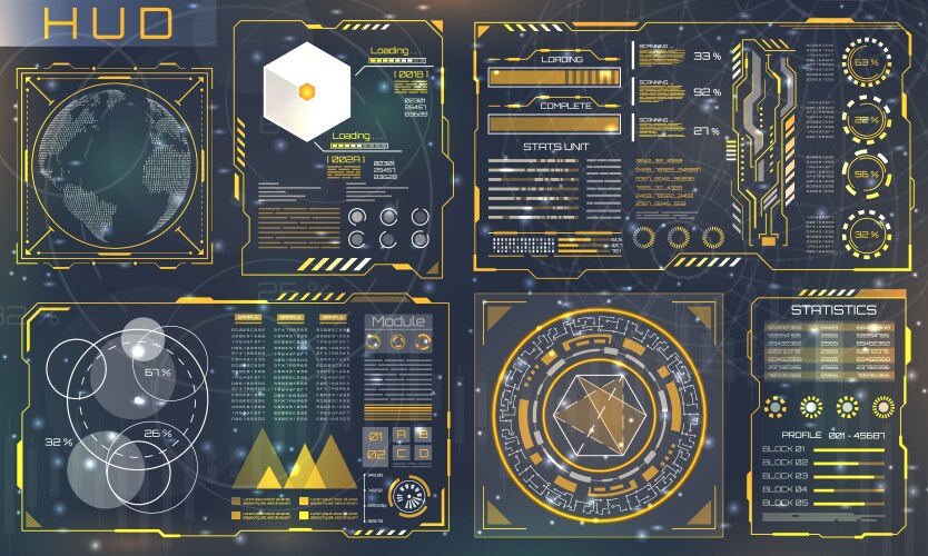 Futuristic hud design elements infographic Vector Image