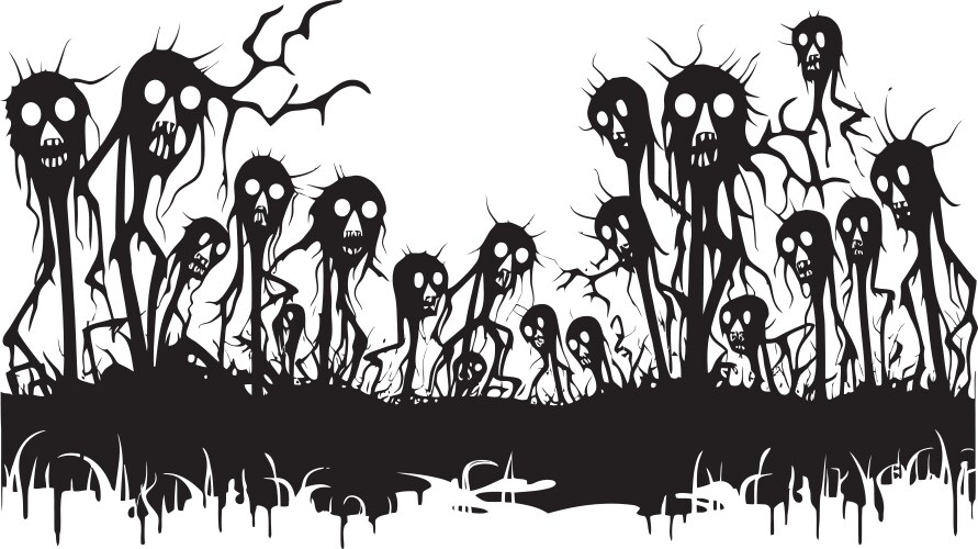 Undead doodle delight zombies group design zombie Vector Image