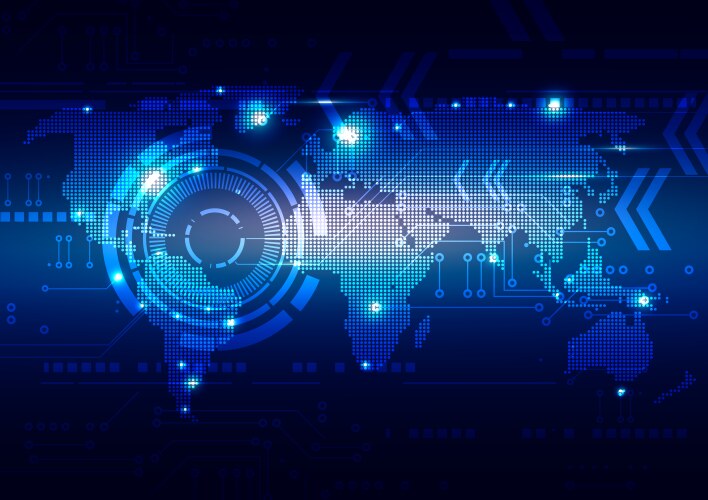 World map with technology background Royalty Free Vector