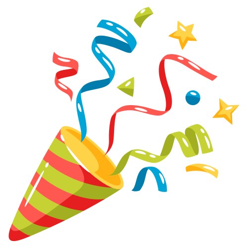 Birthday popper cone with confetti and ribbon Vector Image