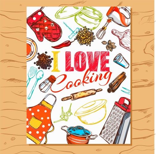 I love cooking poster Royalty Free Vector Image