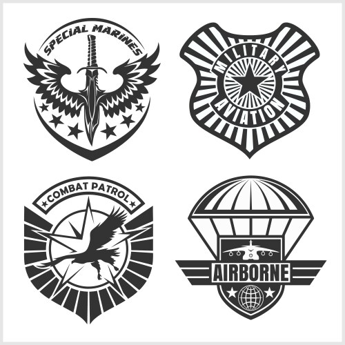 Military airforce patch set - armed forces badges Vector Image