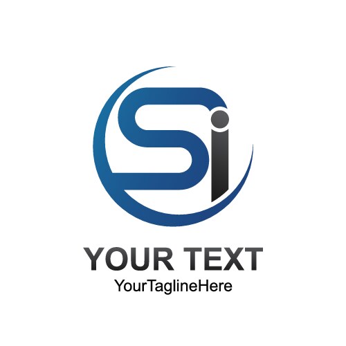 Initial si logo design template colored dark grey Vector Image