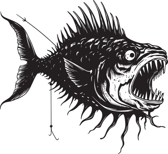 Abyssal aberration evil angular fish emblem Vector Image