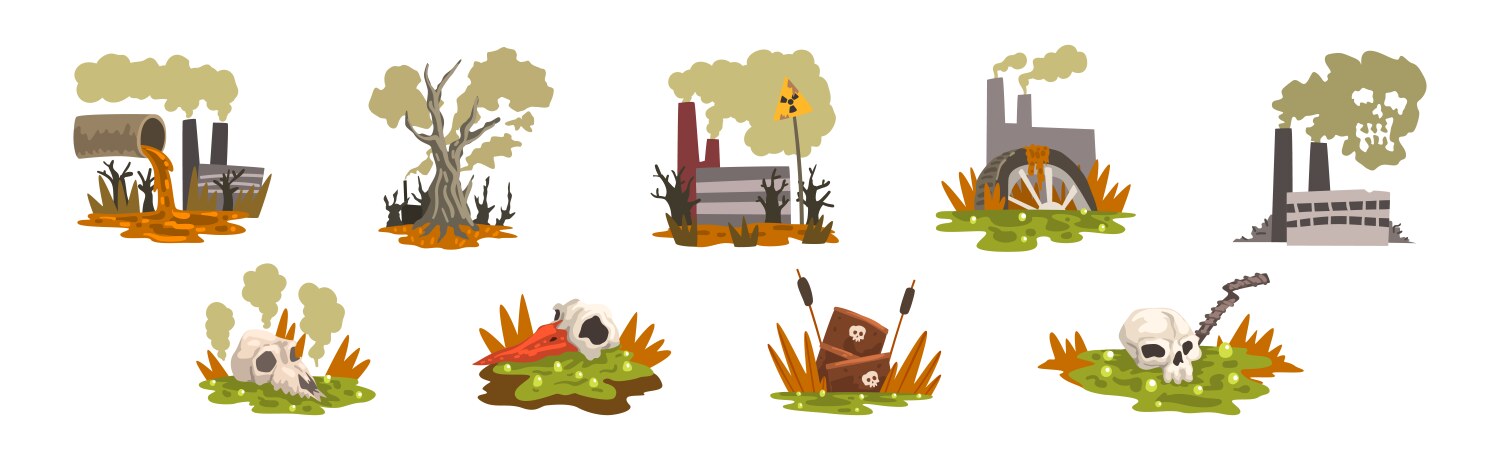 Environmental pollution with toxic nuclear waste Vector Image