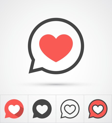 Red heart in speech bubble icon love Royalty Free Vector