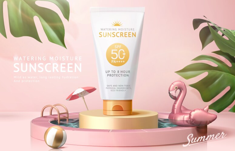 Sunscreen ad template Royalty Free Vector Image