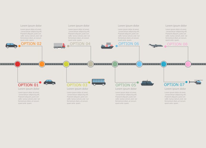 Colorful road infographic timeline with icons Vector Image