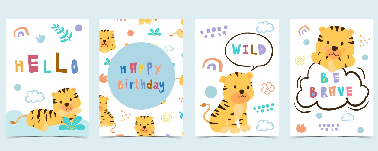 Cute baby tiger template background for a4 Vector Image
