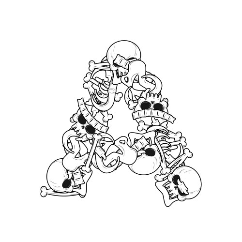Letter c made of bones sketch Royalty Free Vector Image
