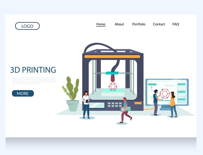 Printing services website landing page Royalty Free Vector
