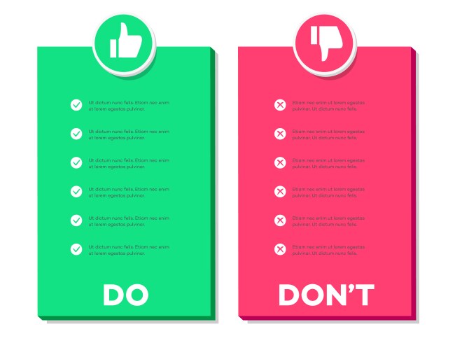 Do and dont checklist guide Royalty Free Vector Image