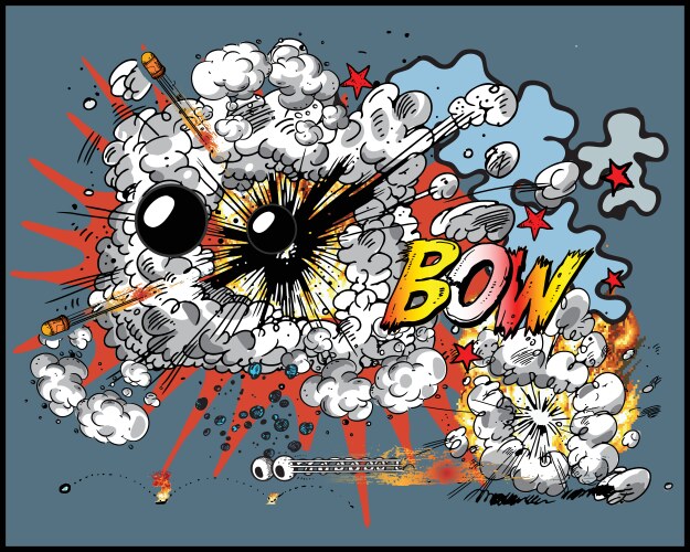 Cartoon disappear explode bomb explosion Vector Image