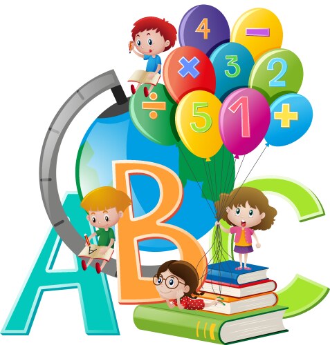 Sticker design for math time with kids and big Vector Image