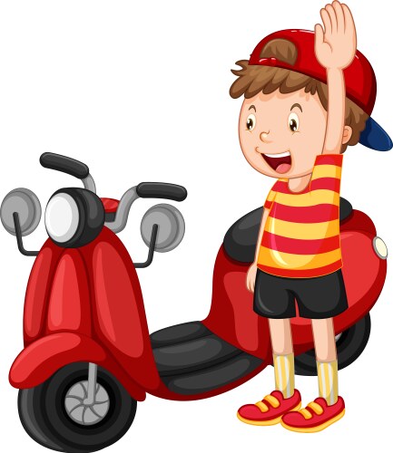 Red motorcycle with a girl cartoon Royalty Free Vector Image