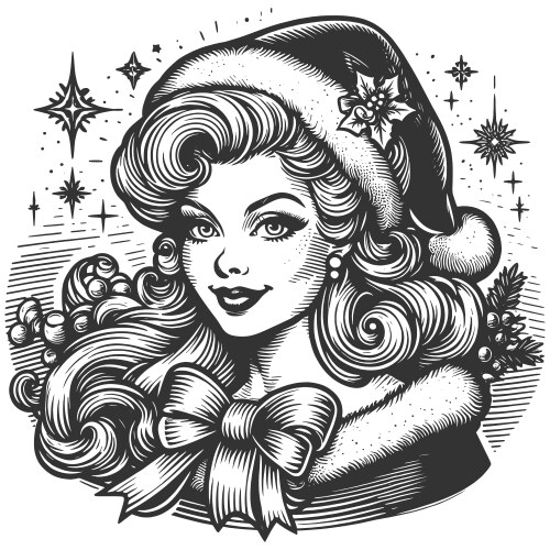 Christmas woman with santa hat Royalty Free Vector Image