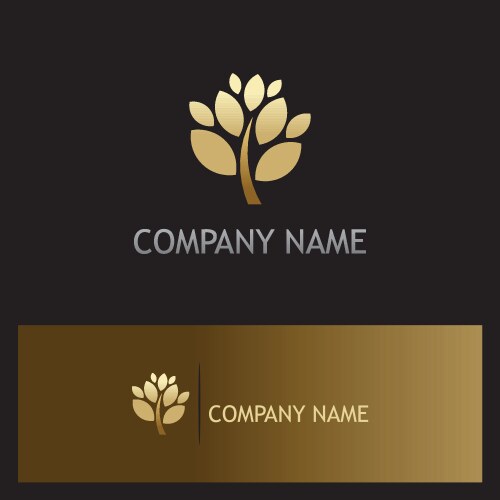 Golden tree icon concept Royalty Free Vector Image