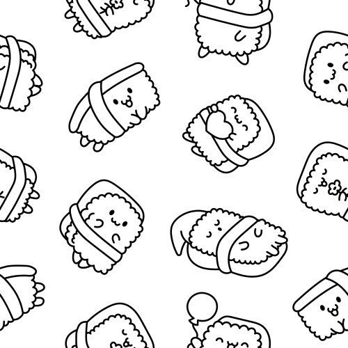 Sushi and wasabi coloring page Royalty Free Vector Image