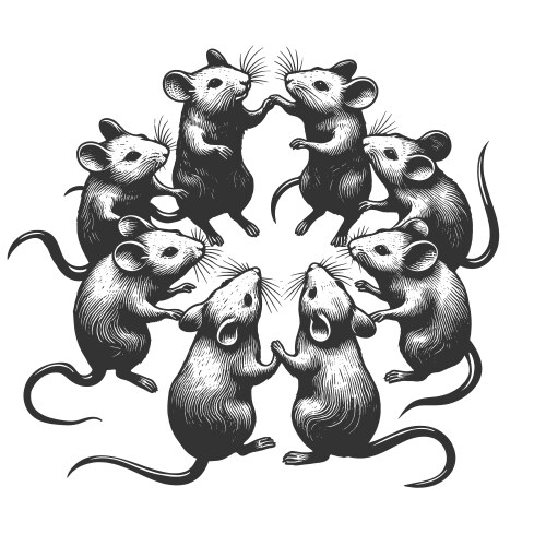 Mice dancing in a circle Royalty Free Vector Image