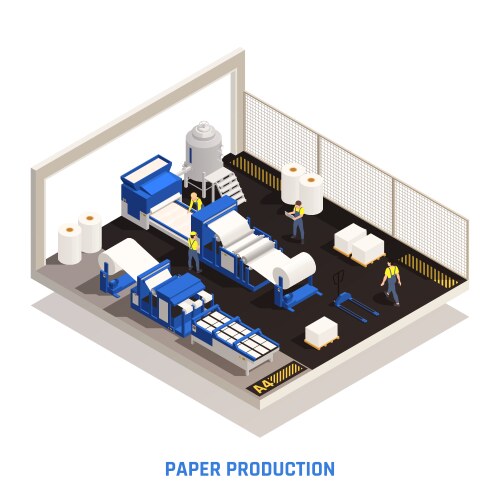 Isometric factory automated mechanised conveyor Vector Image