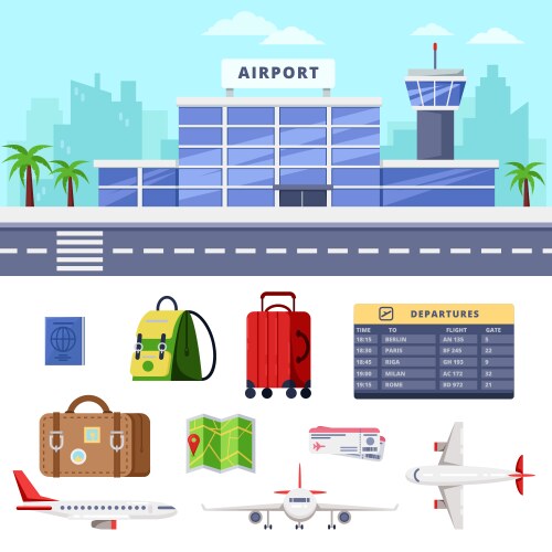 Airport control tower terminal building Royalty Free Vector