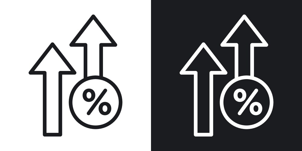 Interest growth icon set increase percentage Vector Image