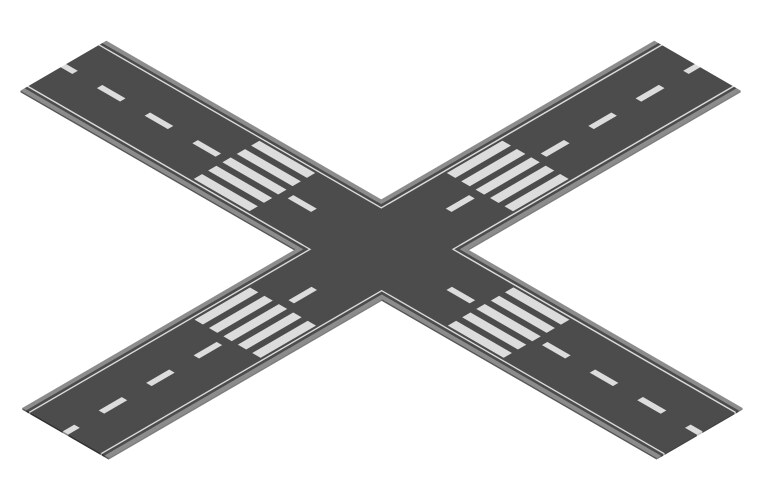 City crossroad isometric view with road markings Vector Image