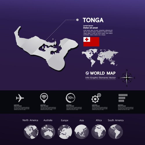 Map of tonga with electronic circuit Royalty Free Vector