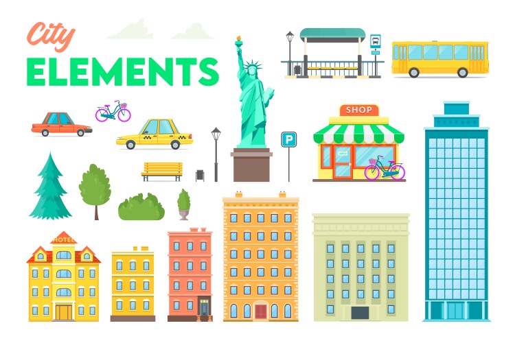 City icons set Royalty Free Vector Image - VectorStock
