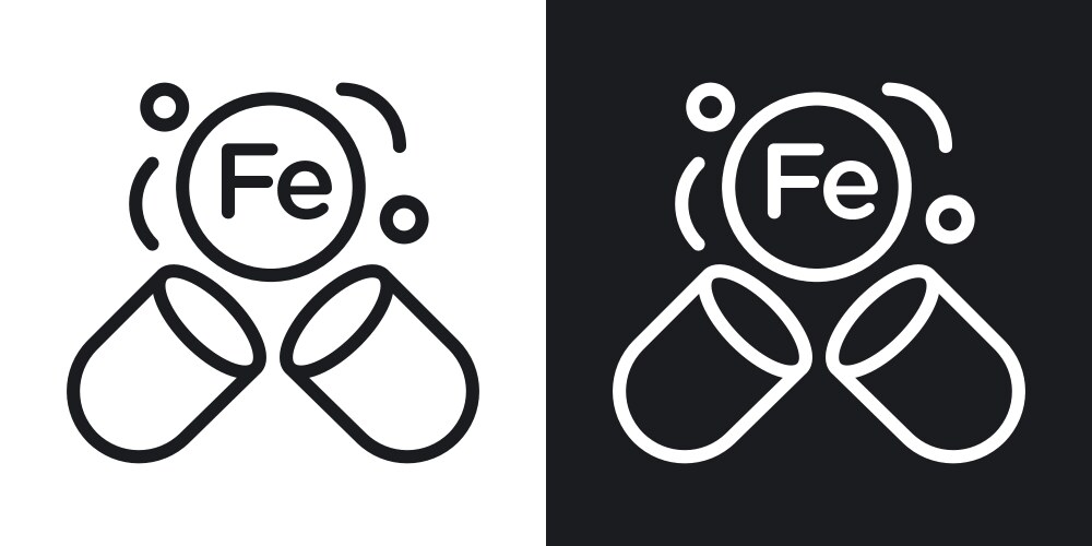 Iron capsule icon set fe vitamin and nutrient Vector Image
