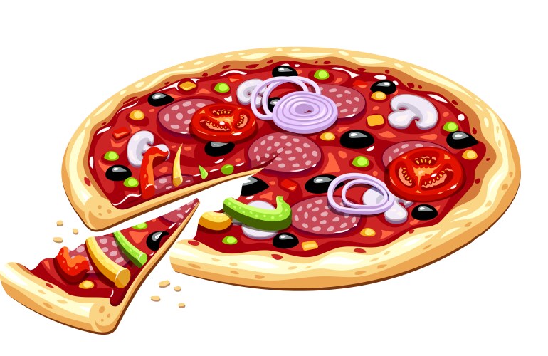 Italian chef holding pizza on white background Vector Image