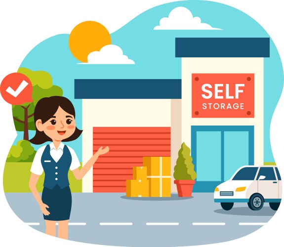 Self storage featuring cardboard boxes filled Vector Image