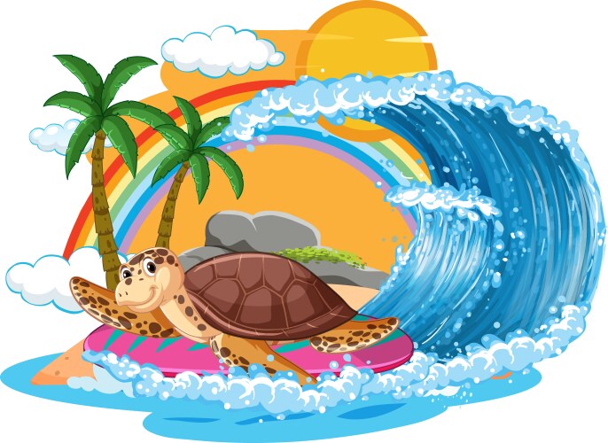 Surfboard and tropical island Royalty Free Vector Image