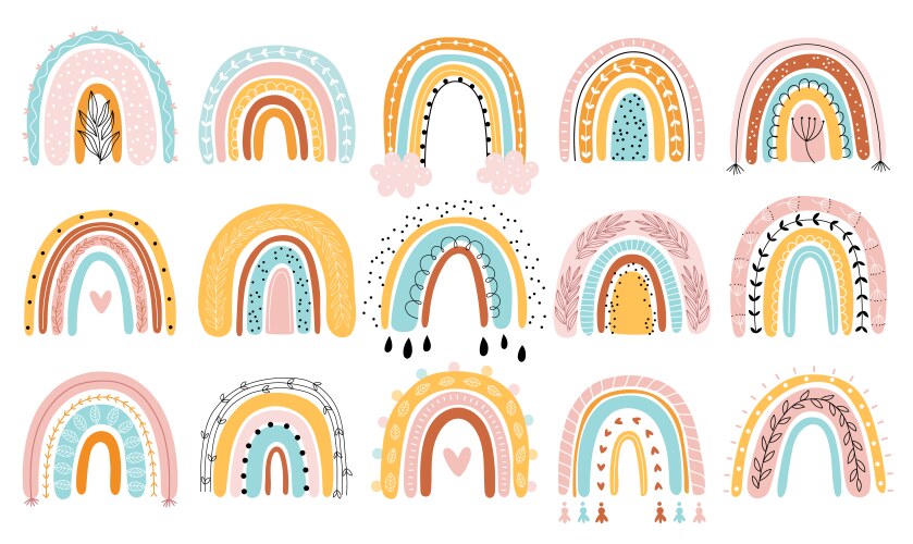 Cute boho rainbow pastel kid Royalty Free Vector Image
