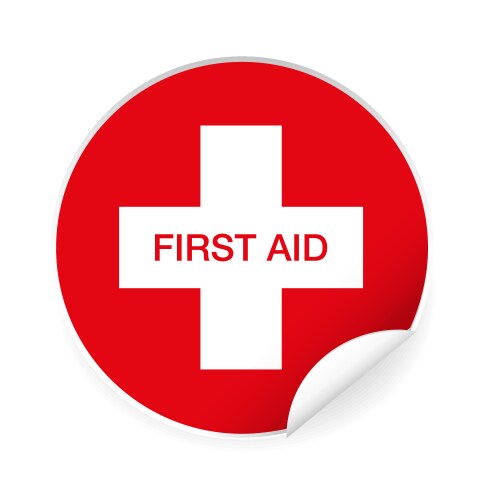 Safety first sticker label Royalty Free Vector Image