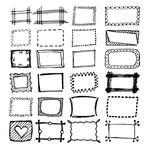 Free hand drawn rectangle frames set doodle Vector Image