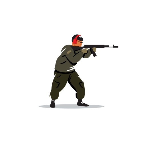 Tactical shooting warrior cartoon Royalty Free Vector Image