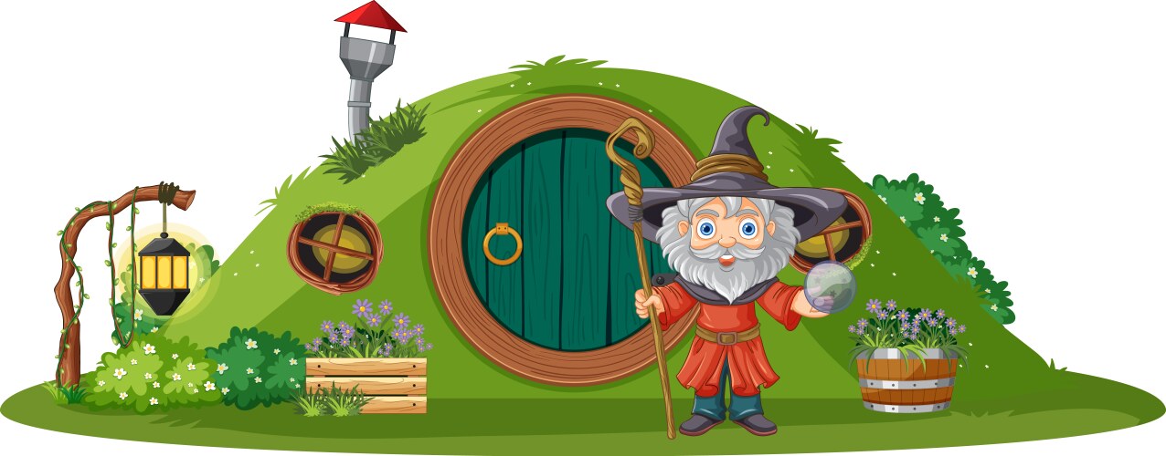 Hobbit house isolated on white background Vector Image