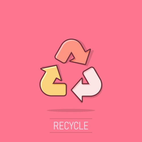 Recycle icon in comic style reuse cartoon Vector Image