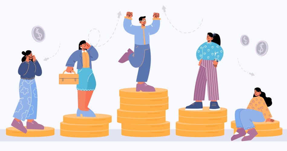 People salary income difference Royalty Free Vector Image