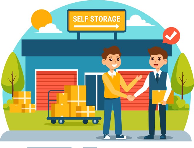 Self storage featuring cardboard boxes filled Vector Image