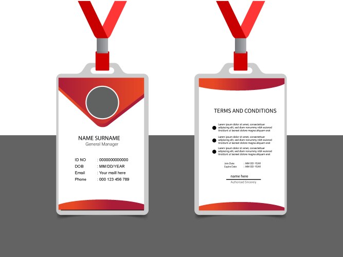 Id card corporate identity employee access badge Vector Image
