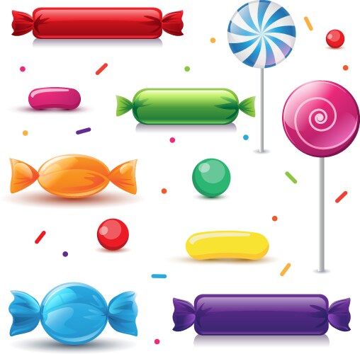 Christmas wrapped candy set colorful packaged Vector Image