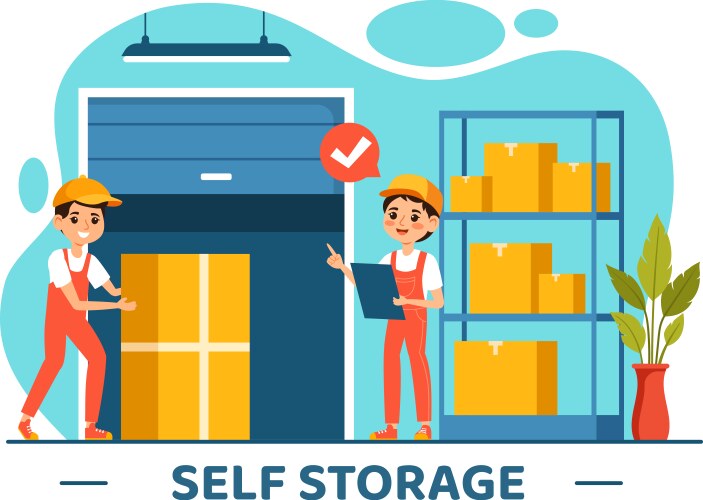 Self storage featuring cardboard boxes filled Vector Image