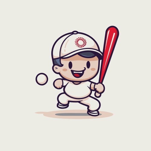 Cute baseball player cartoon mascot character Vector Image