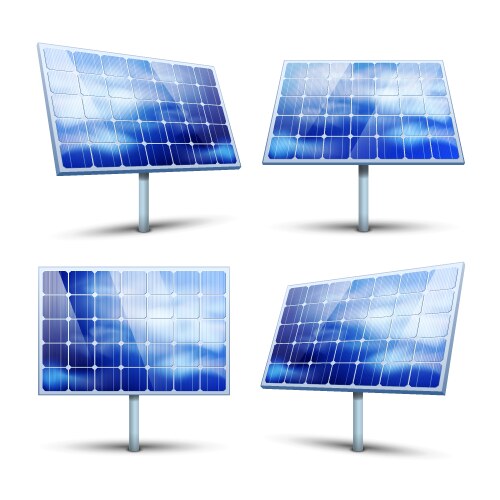 Solar panels realistic 3d set Royalty Free Vector Image