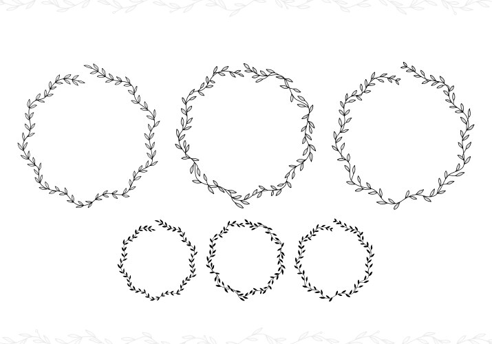 Hand drawn floral wreath clip art round frame wit Vector Image