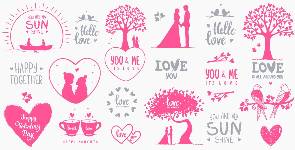 Valentines day clip art collection Royalty Free Vector Image