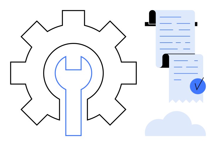 Gear and wrench symbol representing technical Vector Image