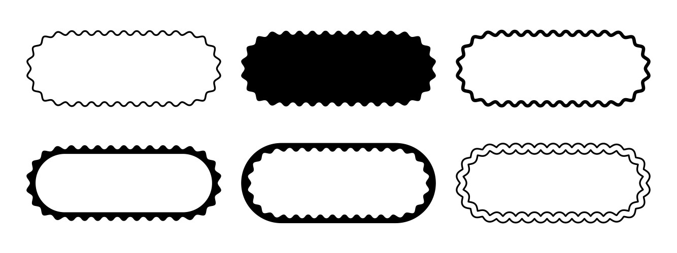 Set of different square frames with wiggly edges Vector Image
